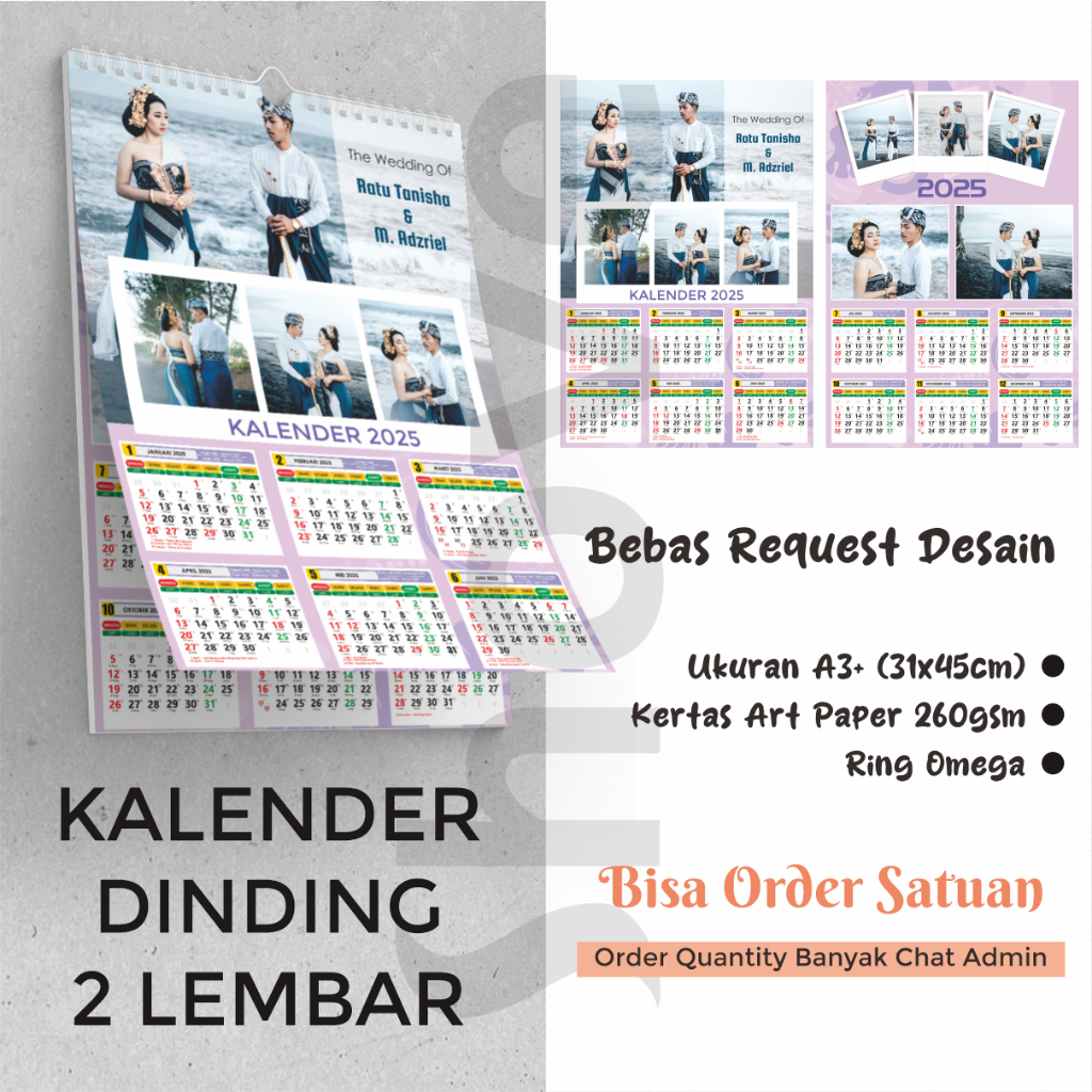 Jual Kalender Dinding Spiral Foto 2 Lembar Ukuran A3+ | Shopee Indonesia