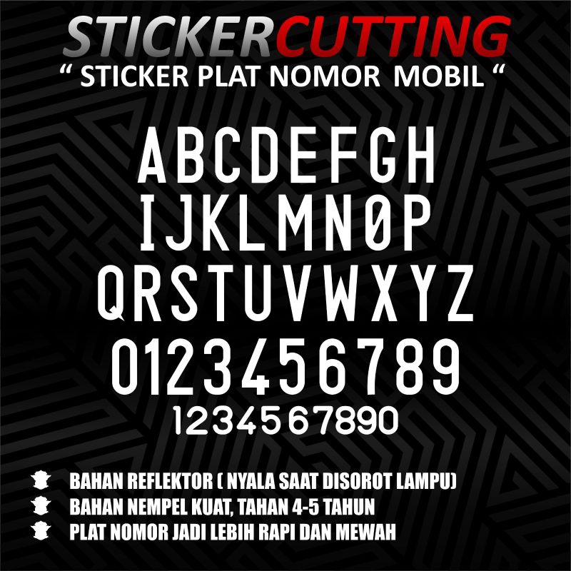 Jual sticker cutting plat nomor mobil font tebal | Shopee Indonesia