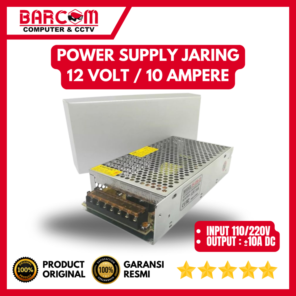 Jual ADAPTOR JARING DC 12V 10A / POWER SUPPLY PSU ADAPTOR SWITCHING DC 12VOLT 10AMPERE | Shopee ...