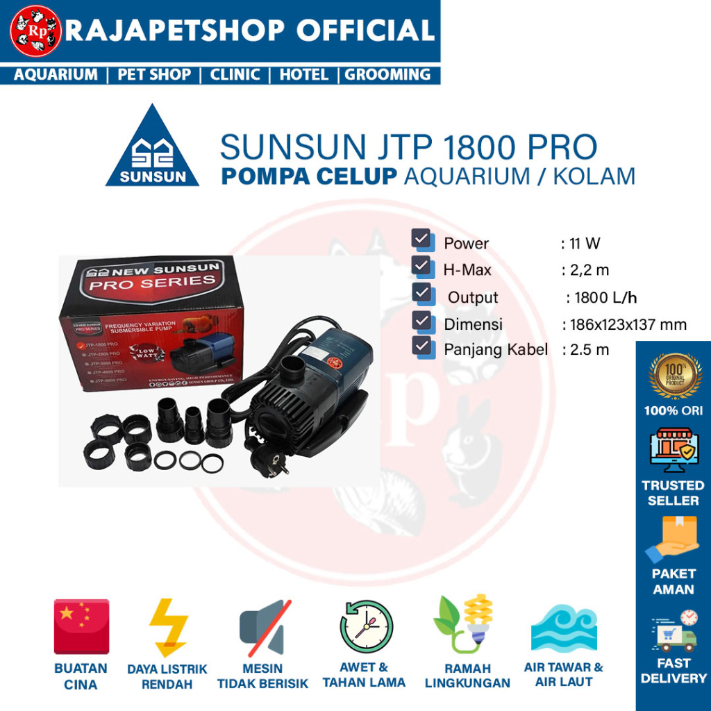 Jual NEW SUNSUN JTP 1800/2800/3800 PRO Pompa Celup Kolam Aquarium | Shopee Indonesia