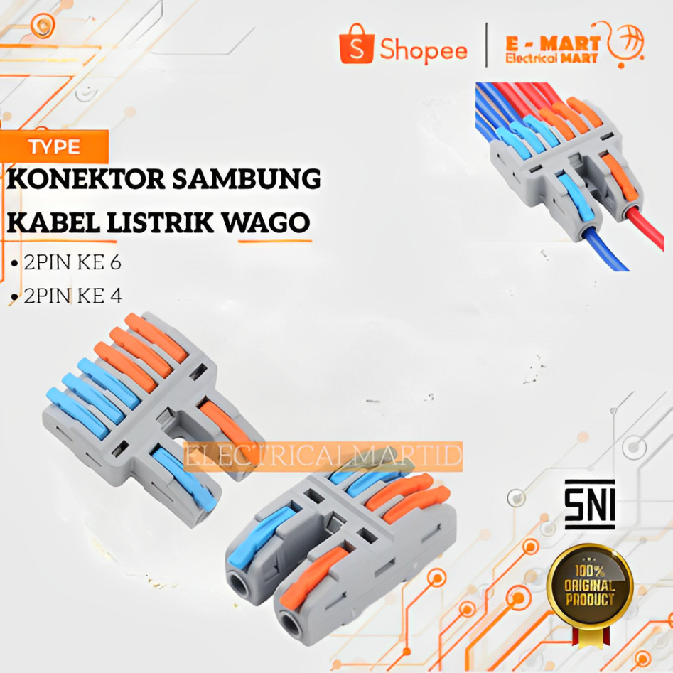 Jual Konektor Kabel WAGO 2 ke 4/6 Pin Terminal Sambungan Kabel Split Connector | Shopee Indonesia