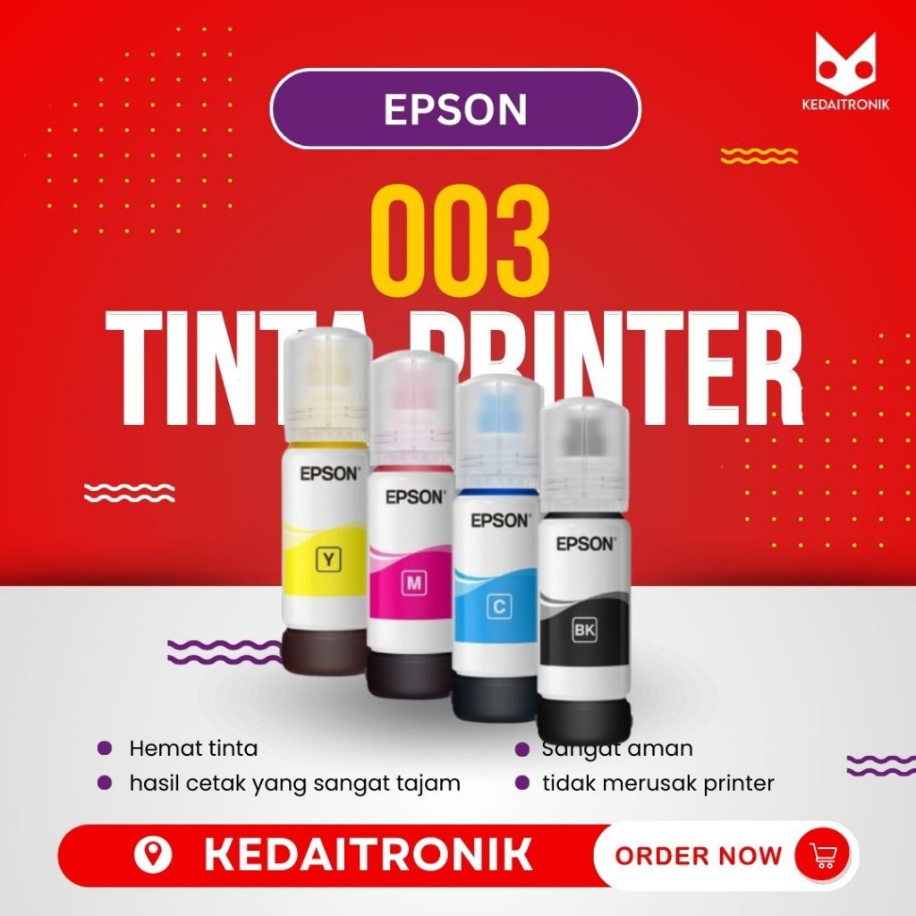 Jual Tinta Printer EPSON 003 ORIGINAL L3110 L3150 Refill Ink Asli Segel ...