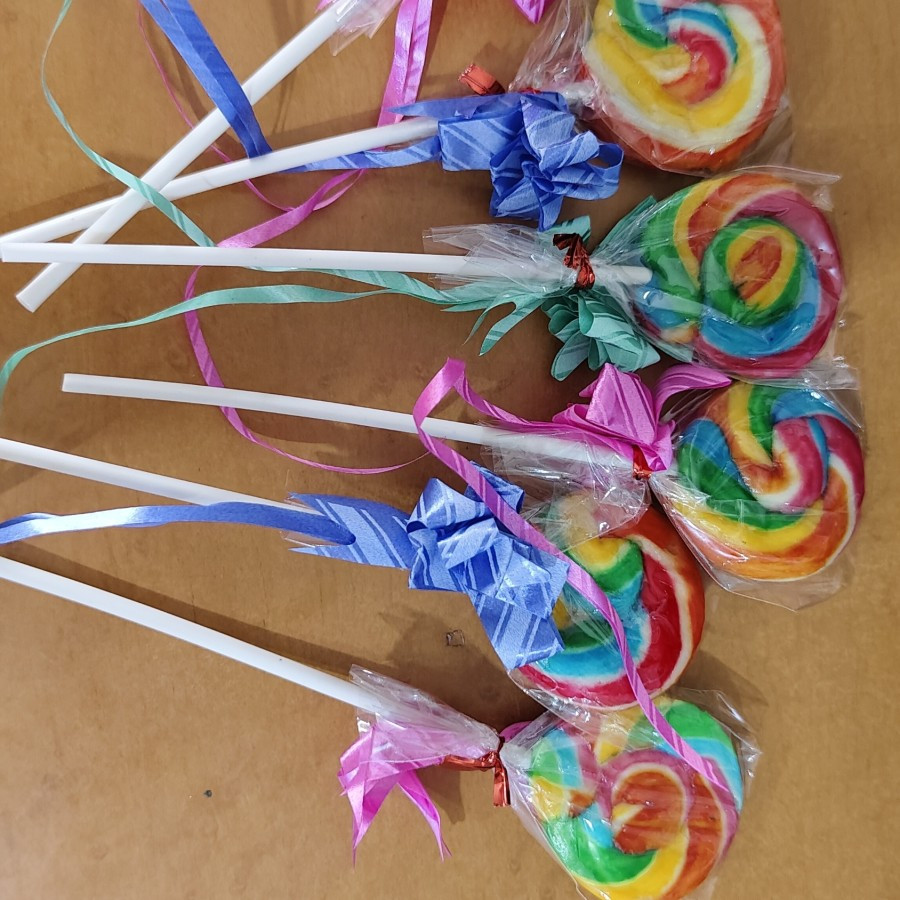 Jual Permen Lolipop Rainbow Pita Bulat 1 pcs ecer | Shopee Indonesia