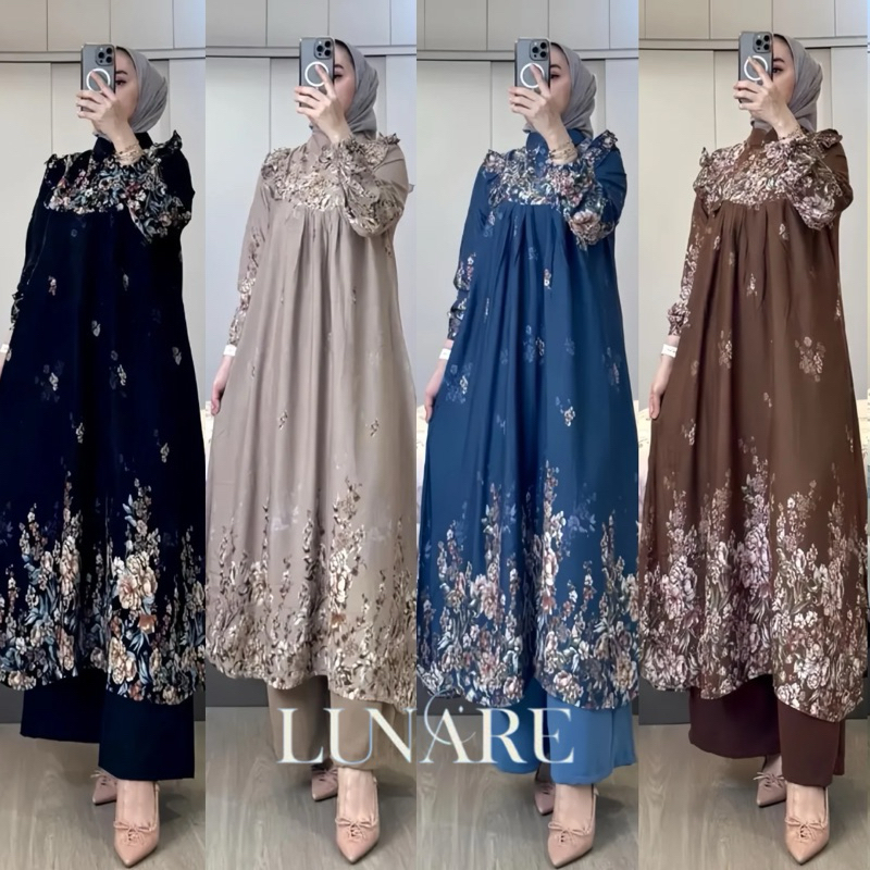 Jual Lunare set long tunik wanita marina oneset tunik panjang rayon ...