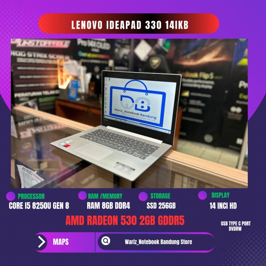 Jual LENOVO IDEAPAD 330 14IKB CORE I5 8250U AMD 530 2GB GDDR5 RAM 8GB SSD 256GB MULUS | Shopee ...
