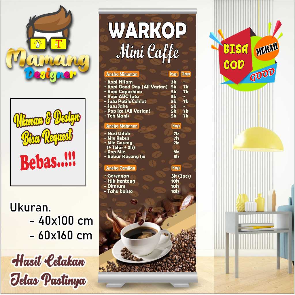 Jual Cetak Spanduk Banner Warkop atau Jualan Makanan dan Kopi bb ...