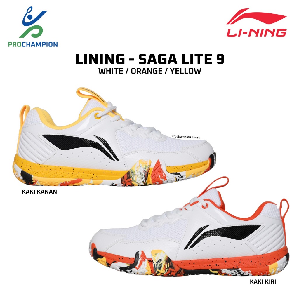 Jual New ! Sepatu Badminton Lining Li-Ning SAGA LITE 9 White Orange ...