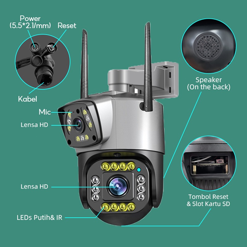 Jual Franwell V10 Kamera CCTV WiFi Outdoor Dual Lensa 1080P | Night ...