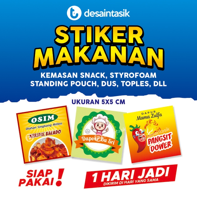 Jual Stiker Kemasan Makanan 5x5 cm, untuk Snack, Cemilan, dll | Shopee ...
