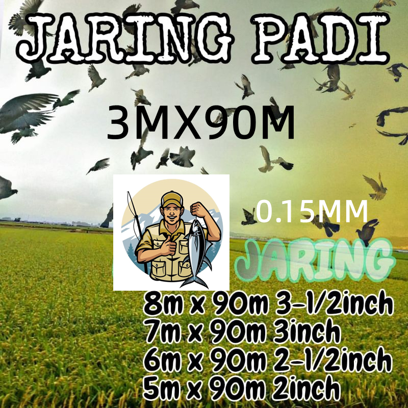 Jual JARING BURUNG JARING SAWAH JARING PENUTUP PADI PENGUSIR BURUNG 0.15mmx3mx90m | Shopee Indonesia