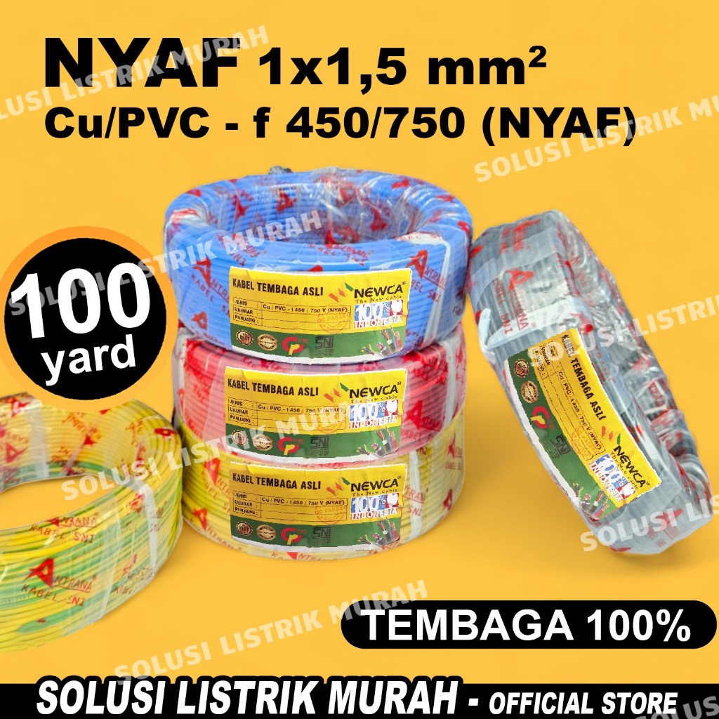 Jual Kabel NYAF 1,5mm Roll 100 Yard Full Kabel Body Serabut NYAF 1 x 1,5 mm Listrik Harga Per ...