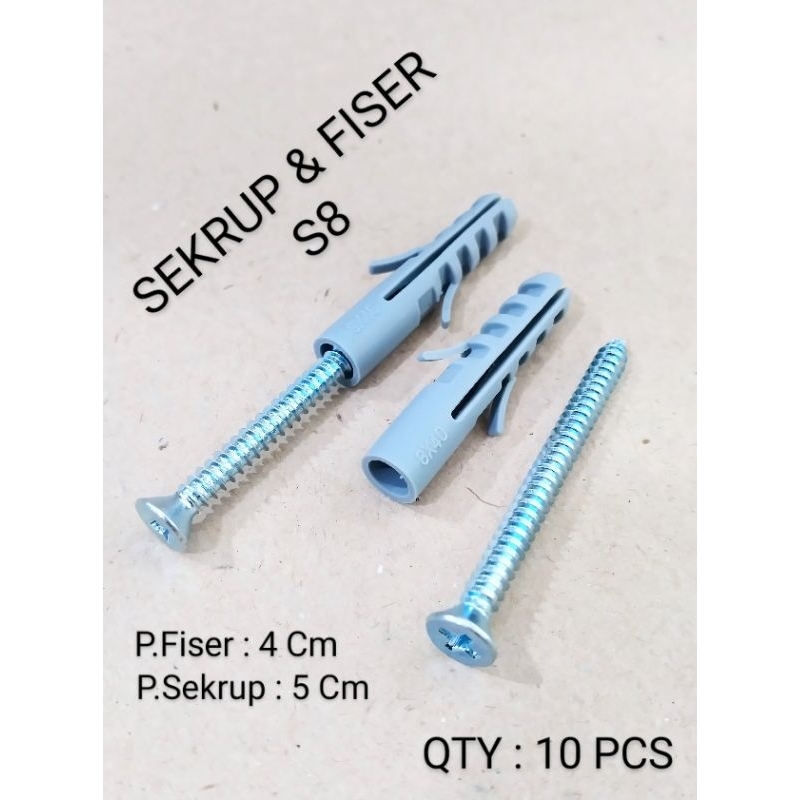 Jual 10 PCS Sekrup Dan Fiser S8 | Sekrup 8x2" Sepuluh Pasang | Shopee ...