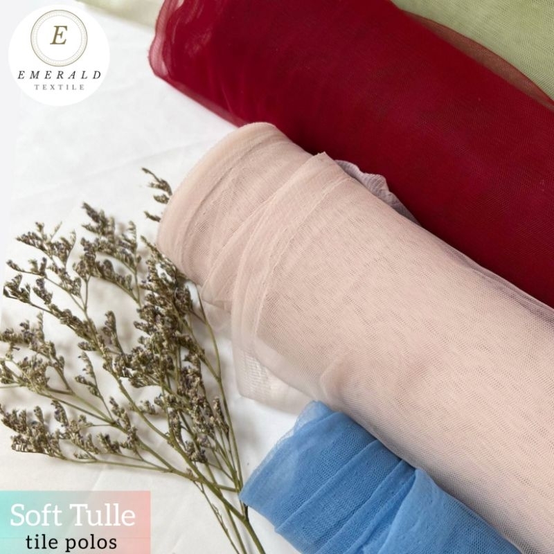 Jual 1 Roll Kain Soft Tulle / Kain Tile Polos Premium / Bahan Tulle ...