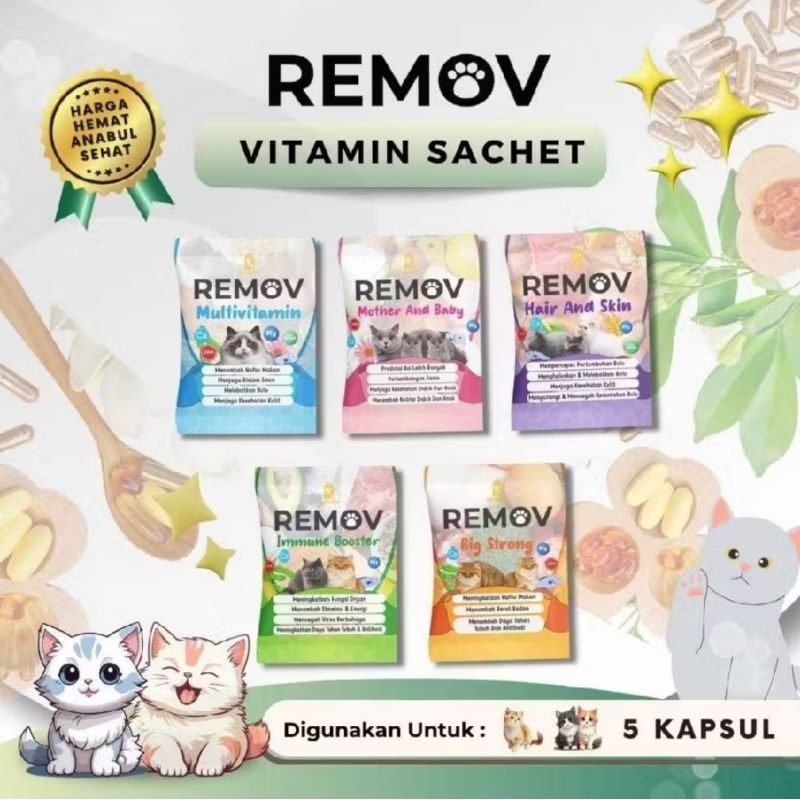 Jual REMOV Vitamin Kucing Sachet 5 Kapsul | Shopee Indonesia