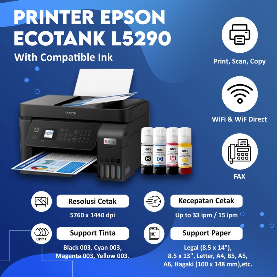 Jual Epson printer L5290 3in1 Wifi (print,scan,copy) -04504 | Shopee ...