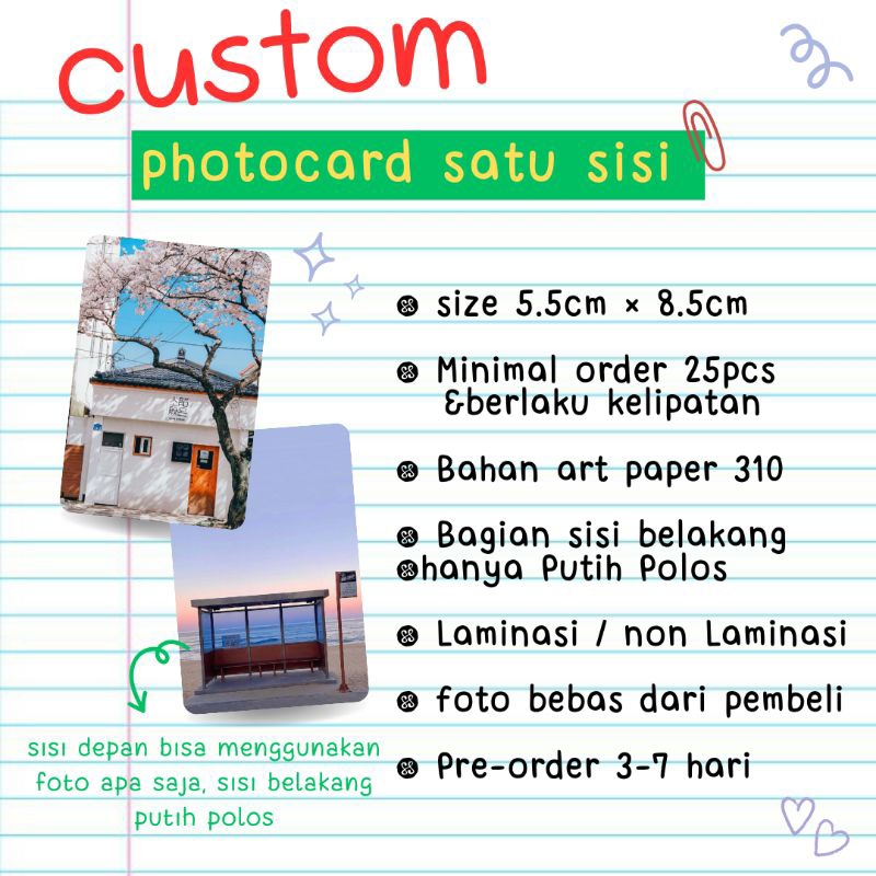 Jual ꒰ winter scenery ꒱ CUSTOM PHOTOCARD SATU SISI | HARGA 1PCS MINIMAL ...