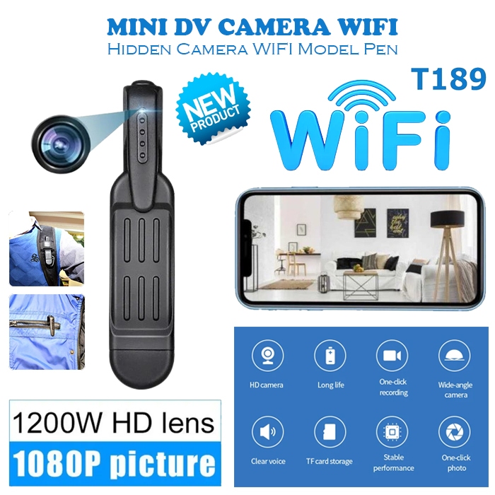 Jual Spy Camera Mini Pen Clip T189 WIFI - Kamera Tersembunyi Model ...