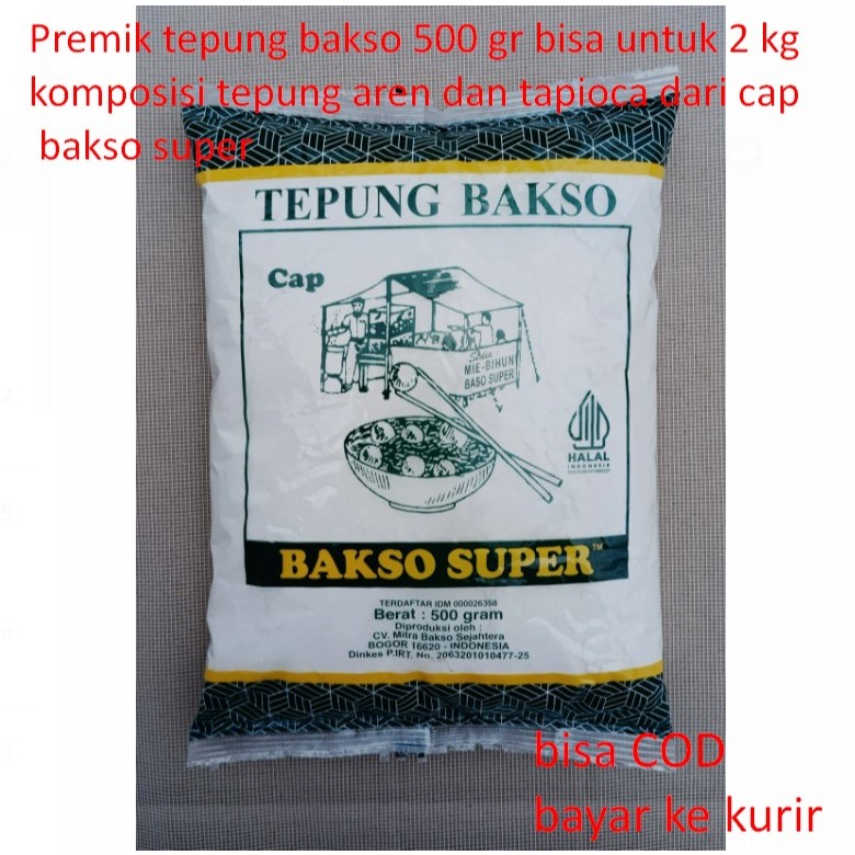 Jual Premik tepung bakso 500 gr bisa untuk 2 kg komposisi tepung aren ...