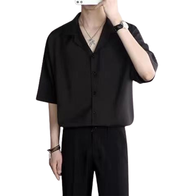 Jual Dark Icon Kemeja Pria Jumbo Lengan Pendek Oversized Hitam Kemeja ...