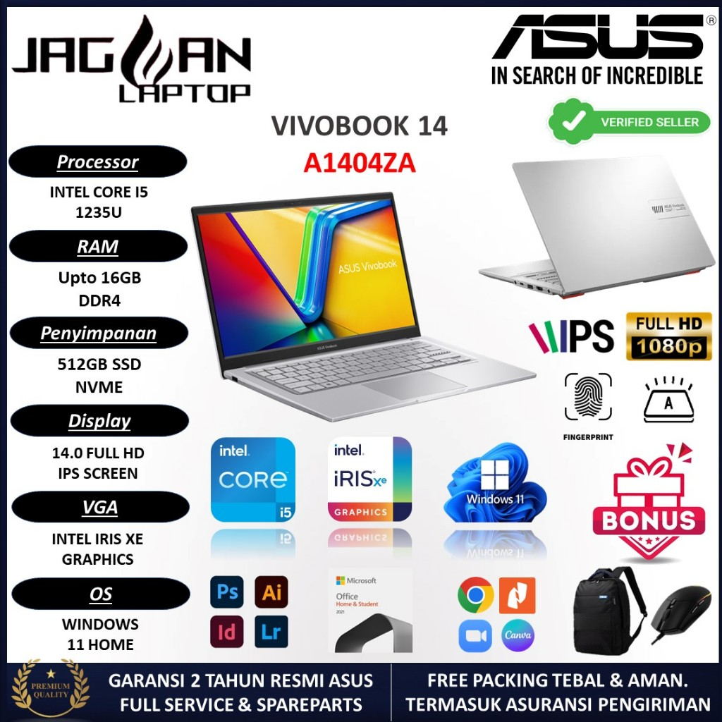 Jual LAPTOP ASUS VIVOBOOK 14 A1404ZA INTEL CORE I5 1235U 16GB 512GB FHD ...