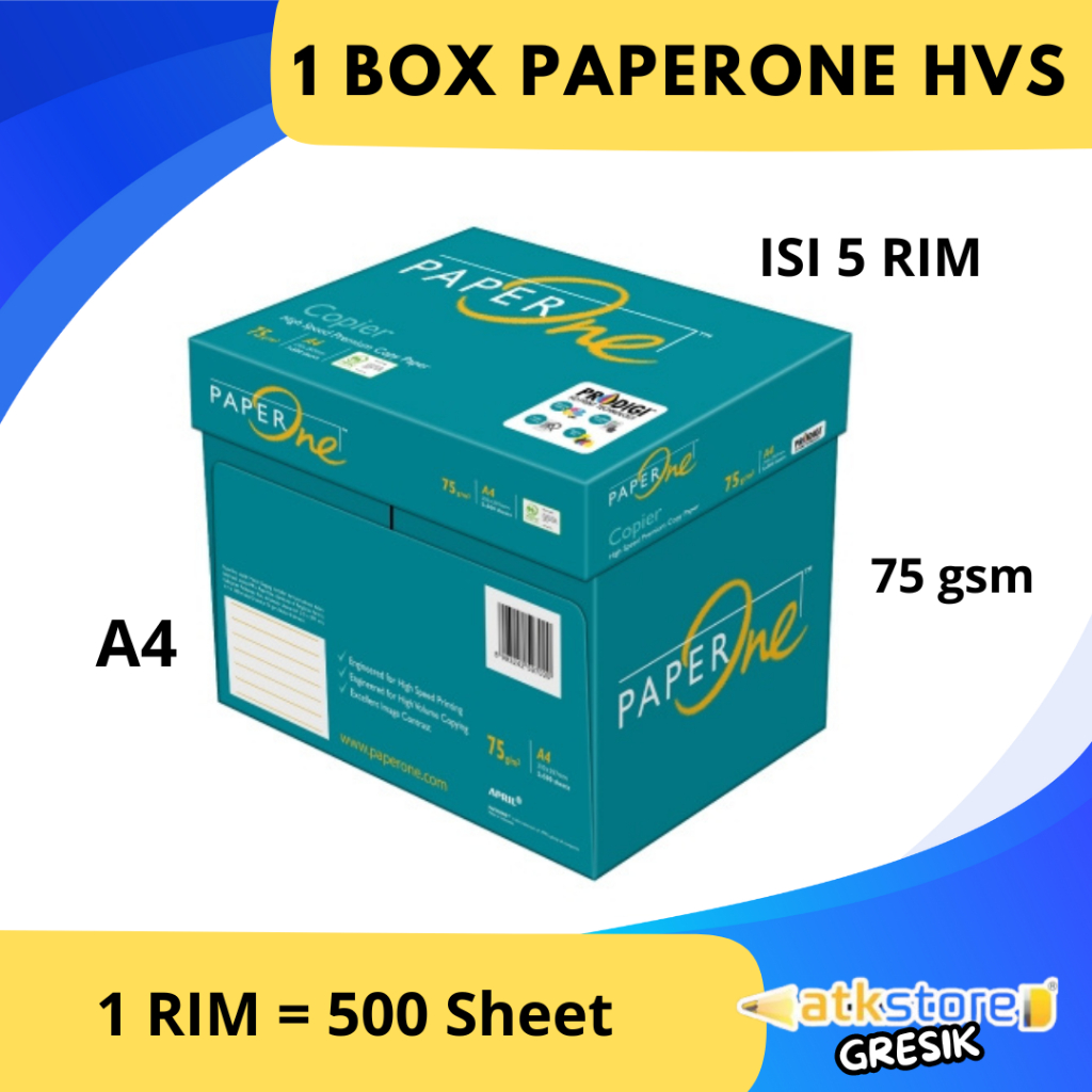 Jual KERTAS HVS A4 75 GSM PAPERONE PER KARTON / KERTAS HVS F4 FOLIO 75 GRAM 1 DUS / HVS 1 BOX 5 ...