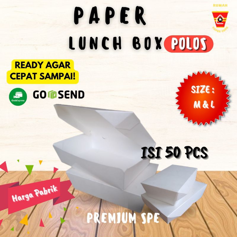 Jual PAPER LUNCH BOX ISI 50 PCS KOTAK KERTAS PREMIUM POLOS MURAH (KOTAK ...
