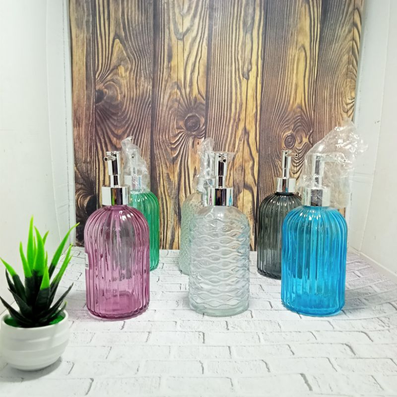 Jual BOTOL SABUN KACA CAIR WARNA / DISPENSER SABUN KAMAR MANDI ELEGAN ...