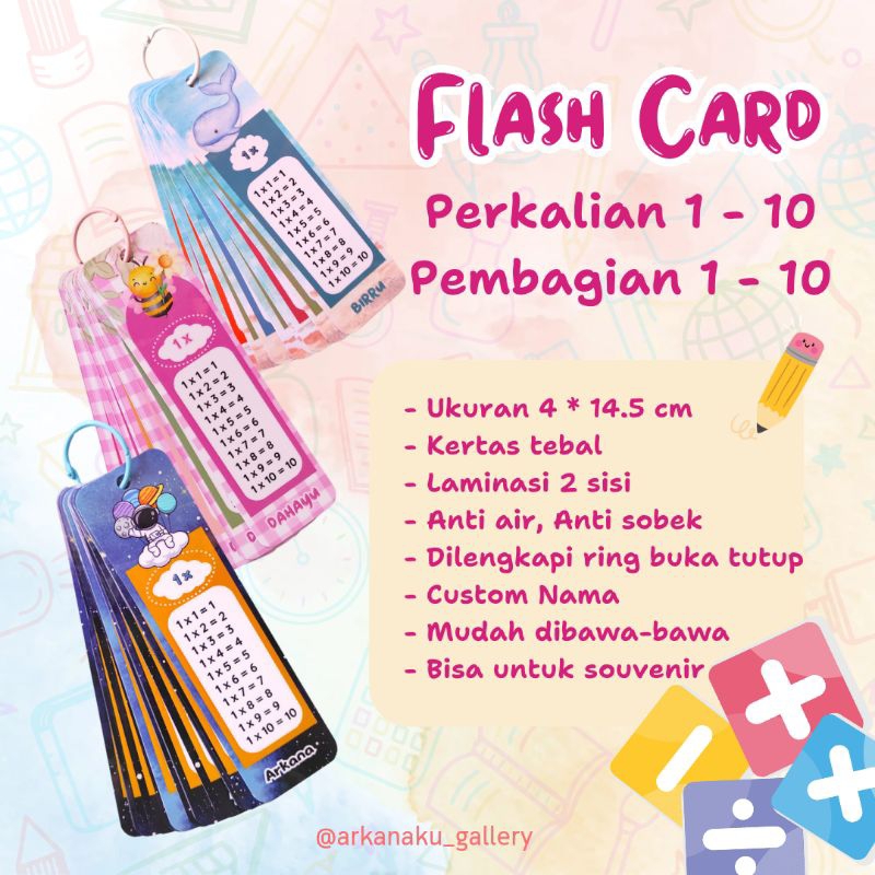 Jual FLASH CARD PERKALIAN 1-10 / Flashcard Matematika / mainan edukasi ...