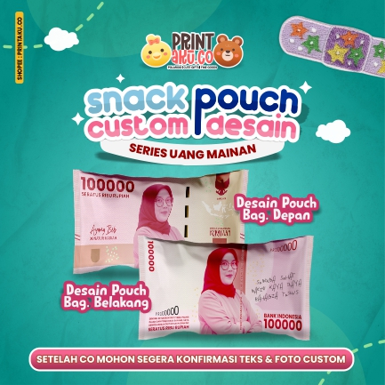 Jual Snack Custom Foto Teks Bungkus Pouch Jumbo | Series Uang Mainan ...