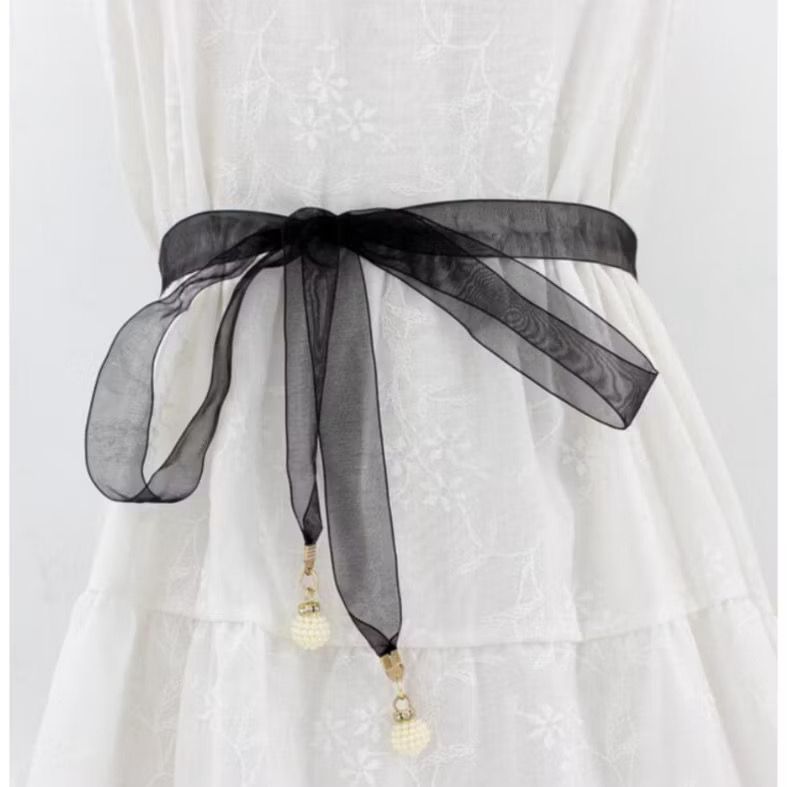 Jual Ikat pinggang chiffon kain mutiara belt gesper sabuk wanita tali ...