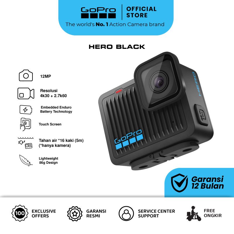 Jual [TURUN HARGA] GoPro HERO Black - 4K Video Resolution Waterproof ...