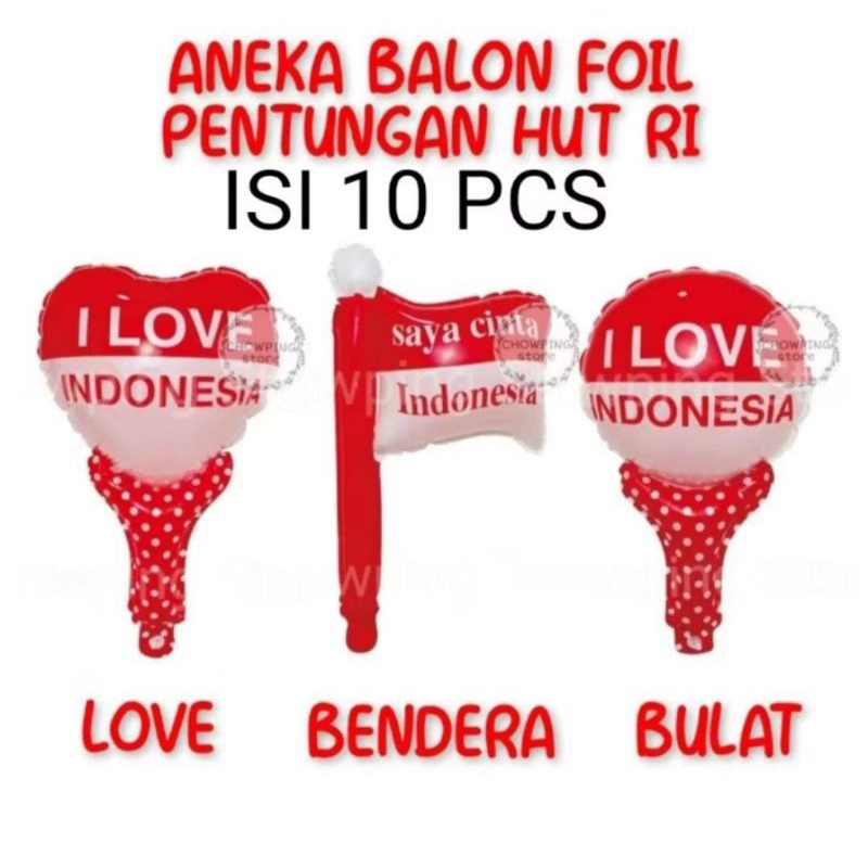 Jual BALON PENTUNGAN HUT RI/BANDO MERAH PUTIH/BAHAN PLASTIK FOIL ISI 1 ...