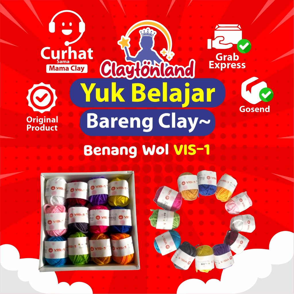 Jual Benang Wol VIS-1 DJ12-8054 (warna RANDOM) | Shopee Indonesia