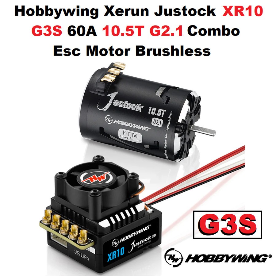 Jual Hobbywing Xerun Justock XR10 G3S 60A 10.5T 13.5T 17.5T G2.1 Combo Esc Motor Brushless ...