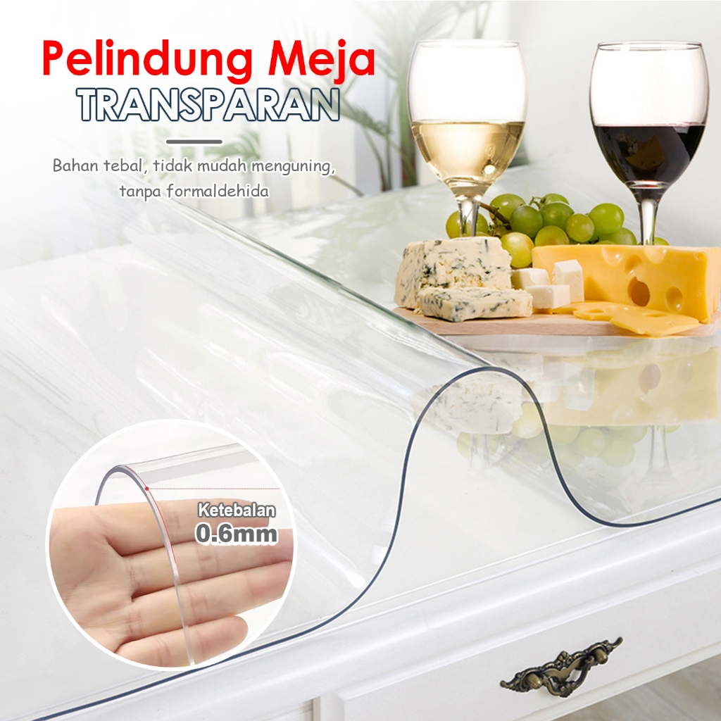 Jual Taplak Meja Jernih Transparan Tebal 0.6mm & 1.2mm/ Taplak Meja Plastik Mika PVC / Taplak ...
