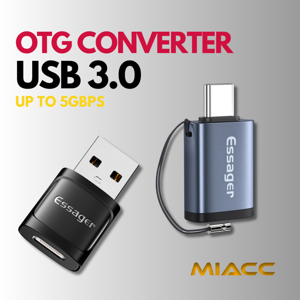 Jual ESSAGER OTG Type C to USB 3.0 Adapter Converter Fast Charging 3A ...