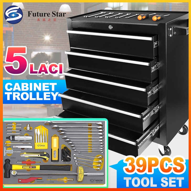 Jual Tool Box Cabinet Trolley 5 Drawer Susun Laci +39cs Tool Kit Set Car Reapair Alat Perkakas ...