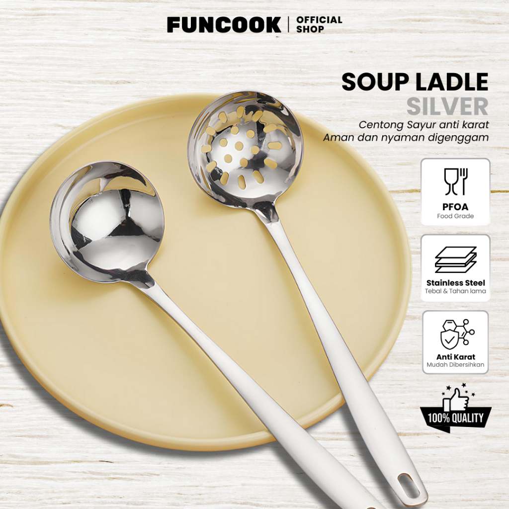 Jual FUNCOOK Centong Sop Sayur Stainless Steel Silver 7cm Soup Ladle ...
