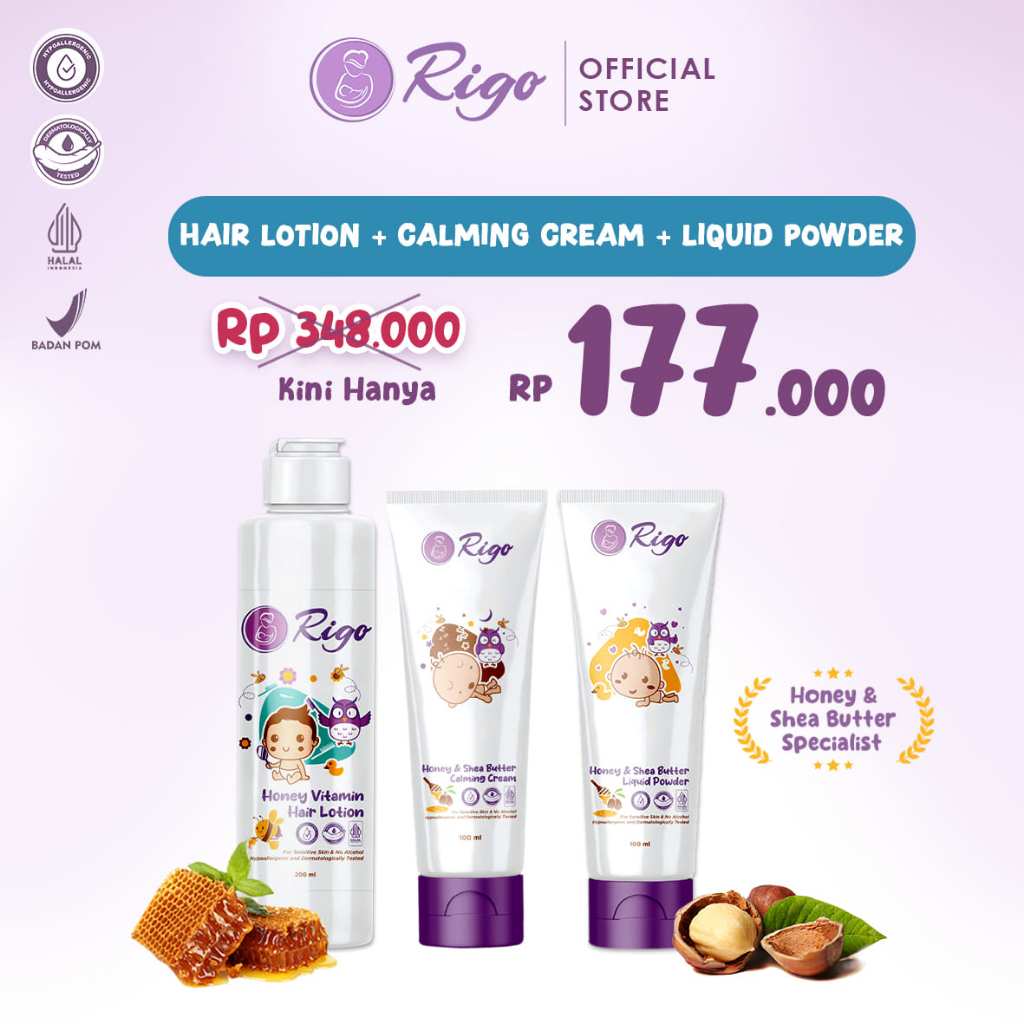 Jual Rigo Bundling Hair Lotion 200ml+Calming Cream 100ml+Liquid Powder ...