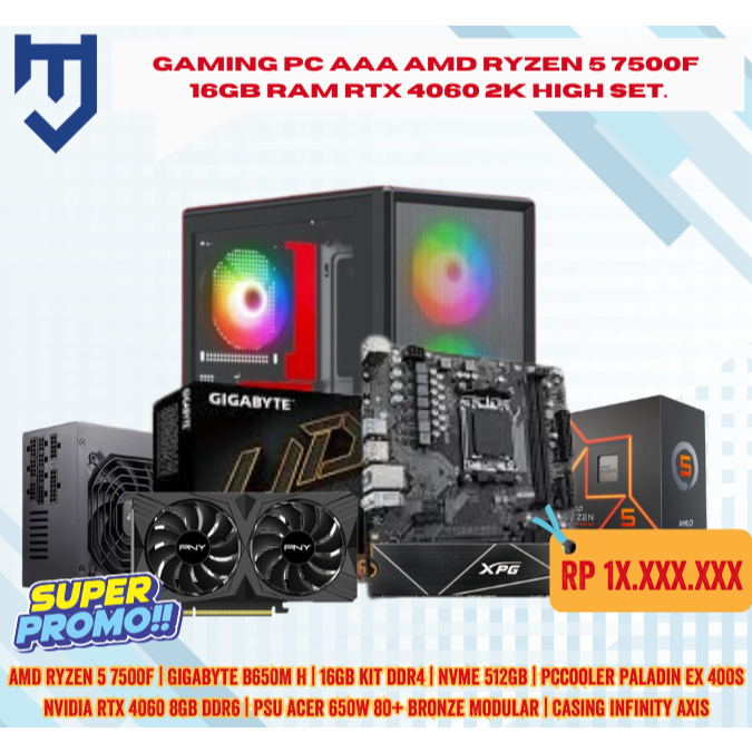 Jual Gaming PC AAA AMD Ryzen 5 7500F 16GB RAM RTX 4060 2K High Set. | Shopee Indonesia