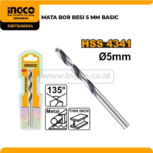Jual MATA BOR BESI 5 MM BASIC DBT1200504 - INGCO | Shopee Indonesia
