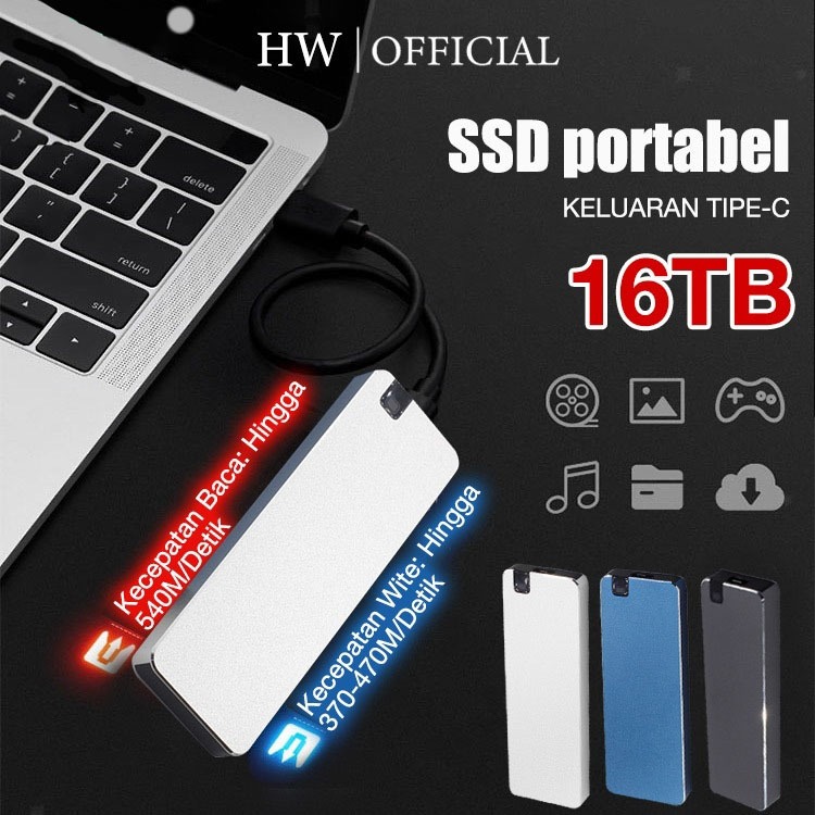 Jual {COD}Portable SSD Type-c USB3.1 hard drives 2TB 8TB 16TB Hardisk ...