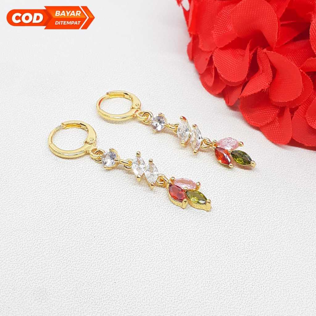 Jual mytitanium-anting xuping lapis emas permata rainbow kekinian kwalitas terbaik DJ84 | Shopee ...