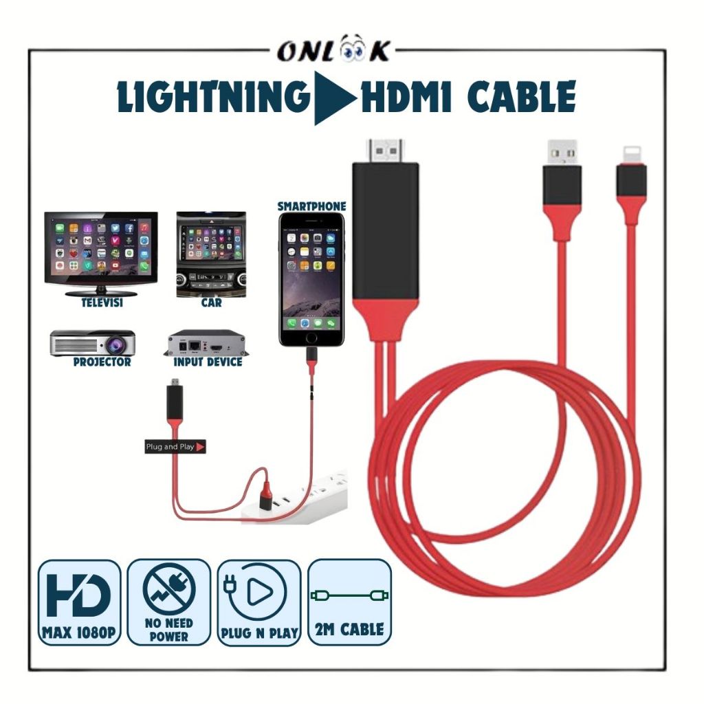 Jual Kabel MHL Lightning Konverter iPhone iPad mirroring to HDMI TV 2 ...