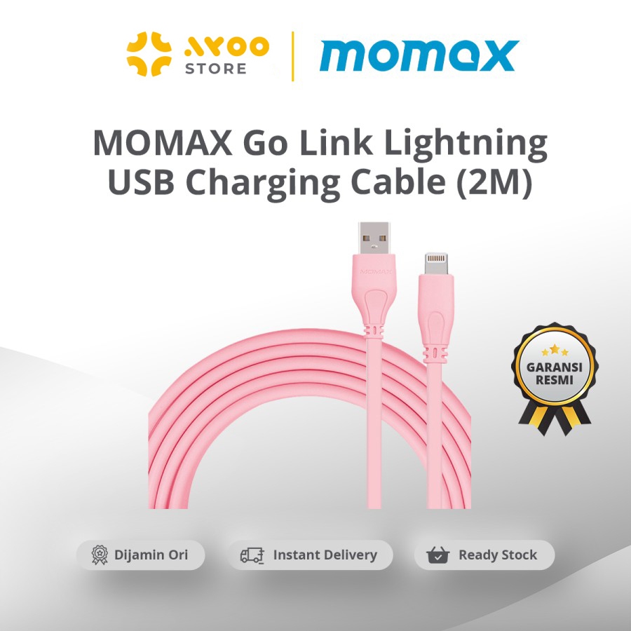 Jual MOMAX Go Link Lightning Cable (2M) Pink | Shopee Indonesia