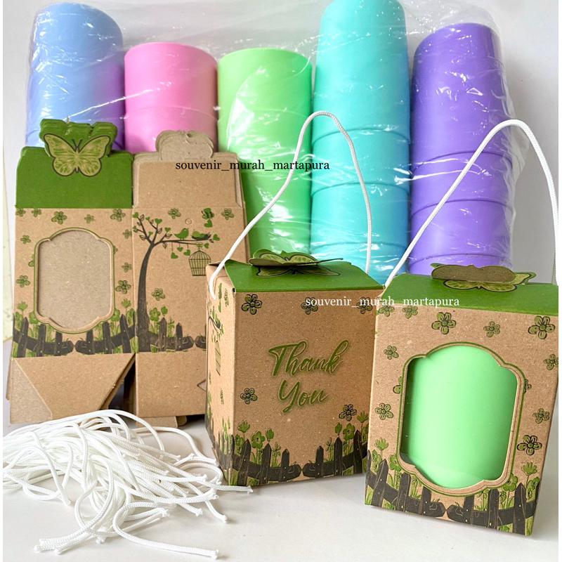 Jual Souvenir Pernikahan Gelas H9 Box Rustic Lembaran + Tali (isi 25 ...