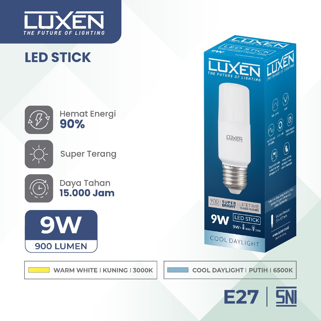 Jual Luxen Lampu LED Stick Cosmo 9 Watt Cahaya Putih dan Kuning | Shopee Indonesia