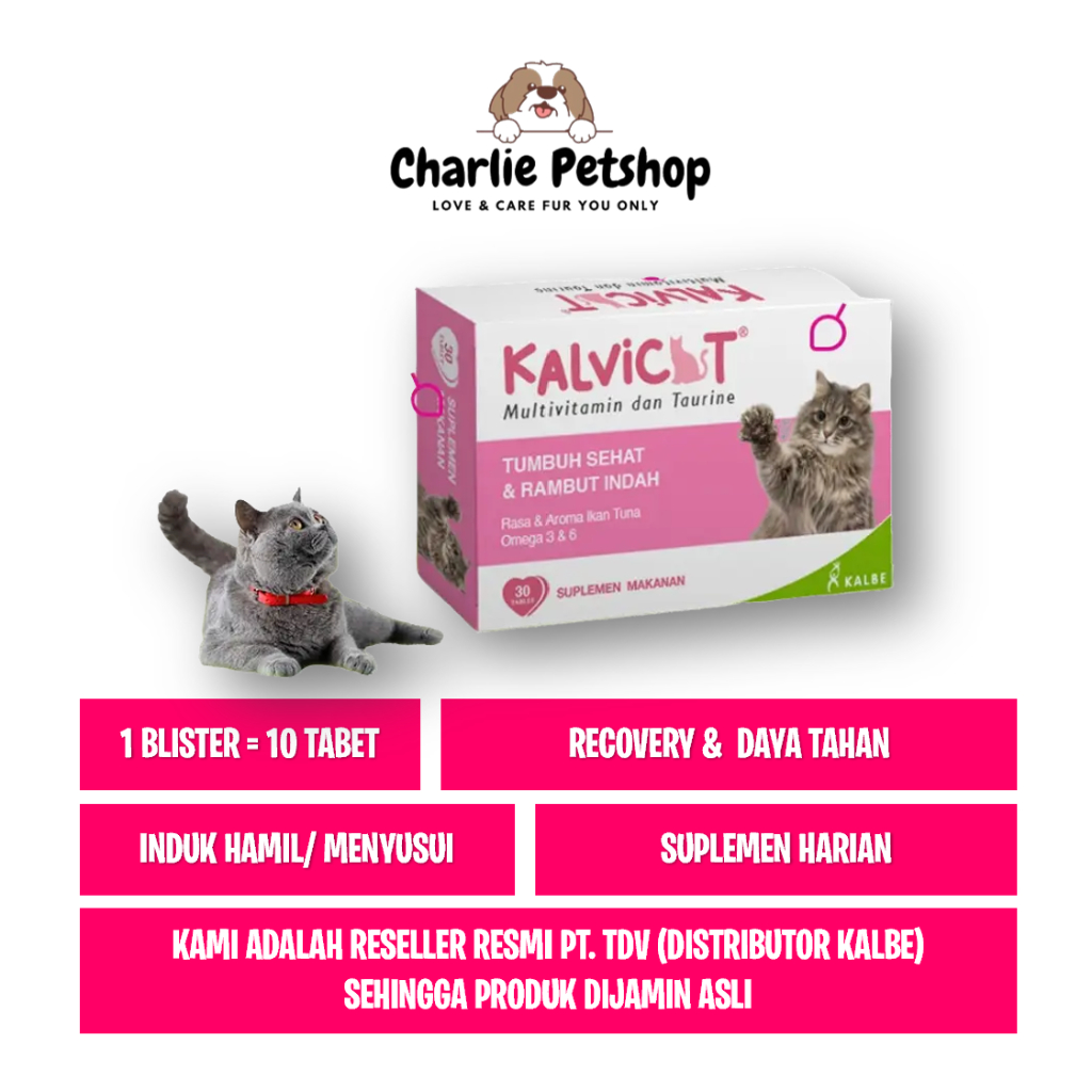 Jual Kalvicat Tablet Multivitamin Kucing 1 blister 10 tablet - Original ...