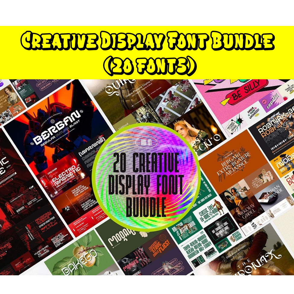 Jual Creative Display Font Bundle (20 fonts) | Shopee Indonesia