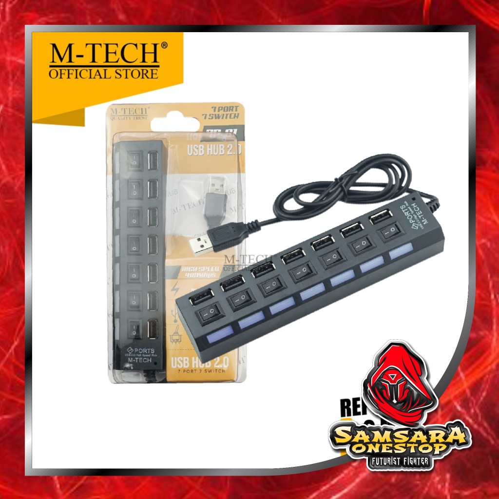 Jual USB HUB M-Tech 7 PORT ON OFF / USB HUB 7PORT ON OFF / USB HUB 7 ...